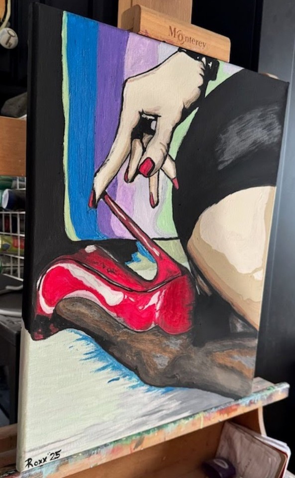 'Straight to the Point' | Painting on Canvas, Pop Art, Red Pumps ...