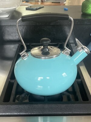Chantal Whistling Teapot Tea Kettle Aqua Turquoise Enamel Great ...