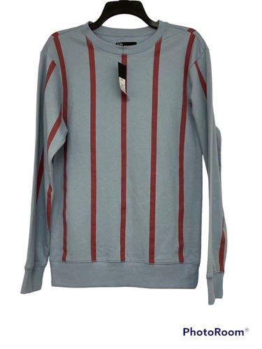 Original Use Mens XS pullover Sweatshirt Cotton fleece Blue w Stripe ...