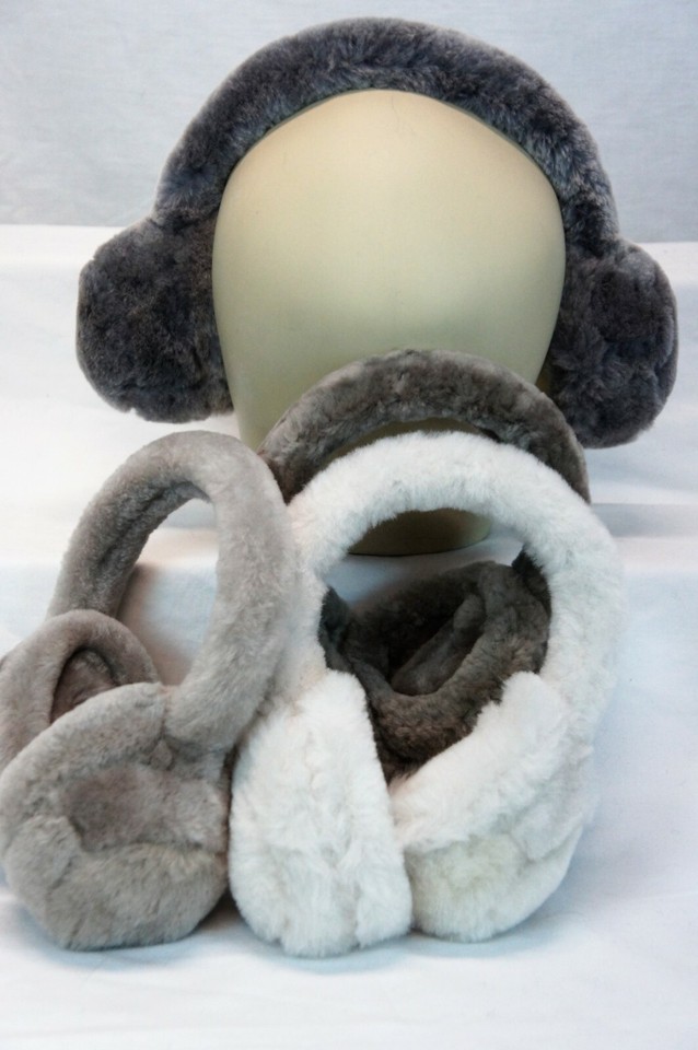 4 COLORS REAL SHEEPSKIN SHEARLING Fur Ear Muffs Warmers Earmuffs ...