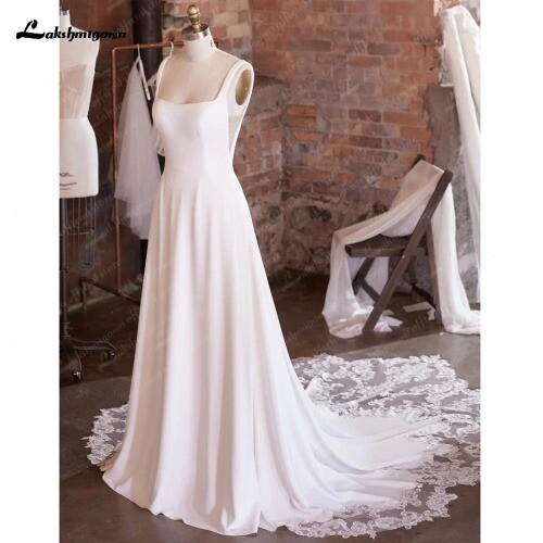 Sexy Scoop Neck Wedding Dress Court Train Sleeveless Robe De Crepe ...
