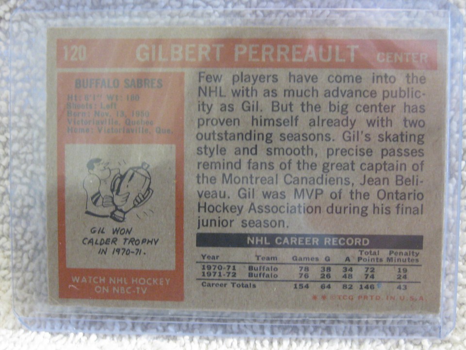 1972-73 Topps Gilbert Perreault Hockey Card #120 Buffalo Sabres mint | eBay
