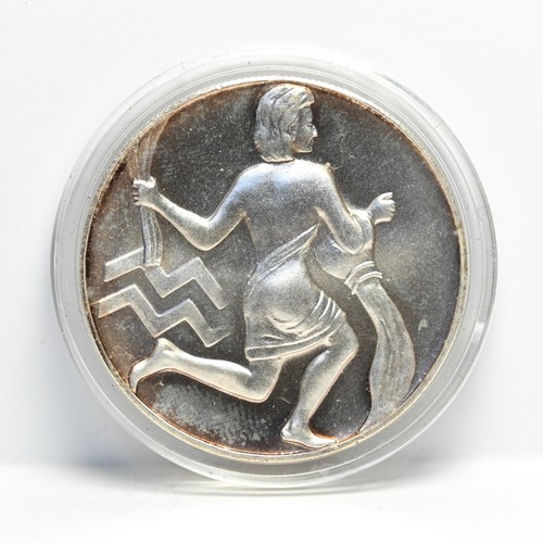 Zodiac Aquarius Tentex Inc. 1983 One Ounce .999 Fine Silver Art Round ...