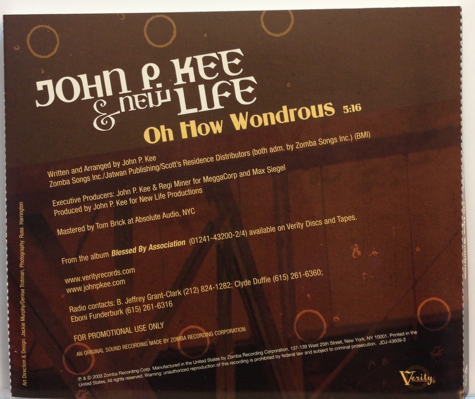 John P. Kee and New Life : Oh How Wondrous (CD Promo Verity) *Rare ...