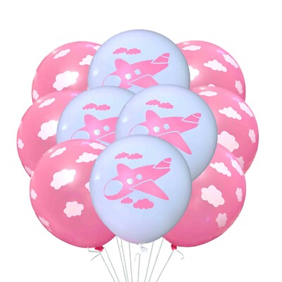 12ct Pink Airplane Balloon Bundle, Girl Birthday Pilot Clouds & Jet ...