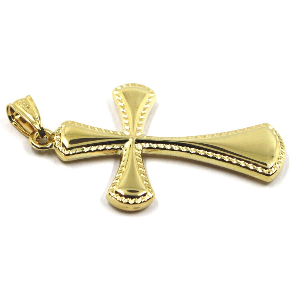 18K YELLOW GOLD CROSS, ROUNDED WITH WORKED FRAME 36mm, 1.42 inches | eBay