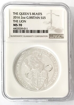 2016 Great Britain 2 oz Silver Queen's Beast The Lion NGC MS70 | eBay