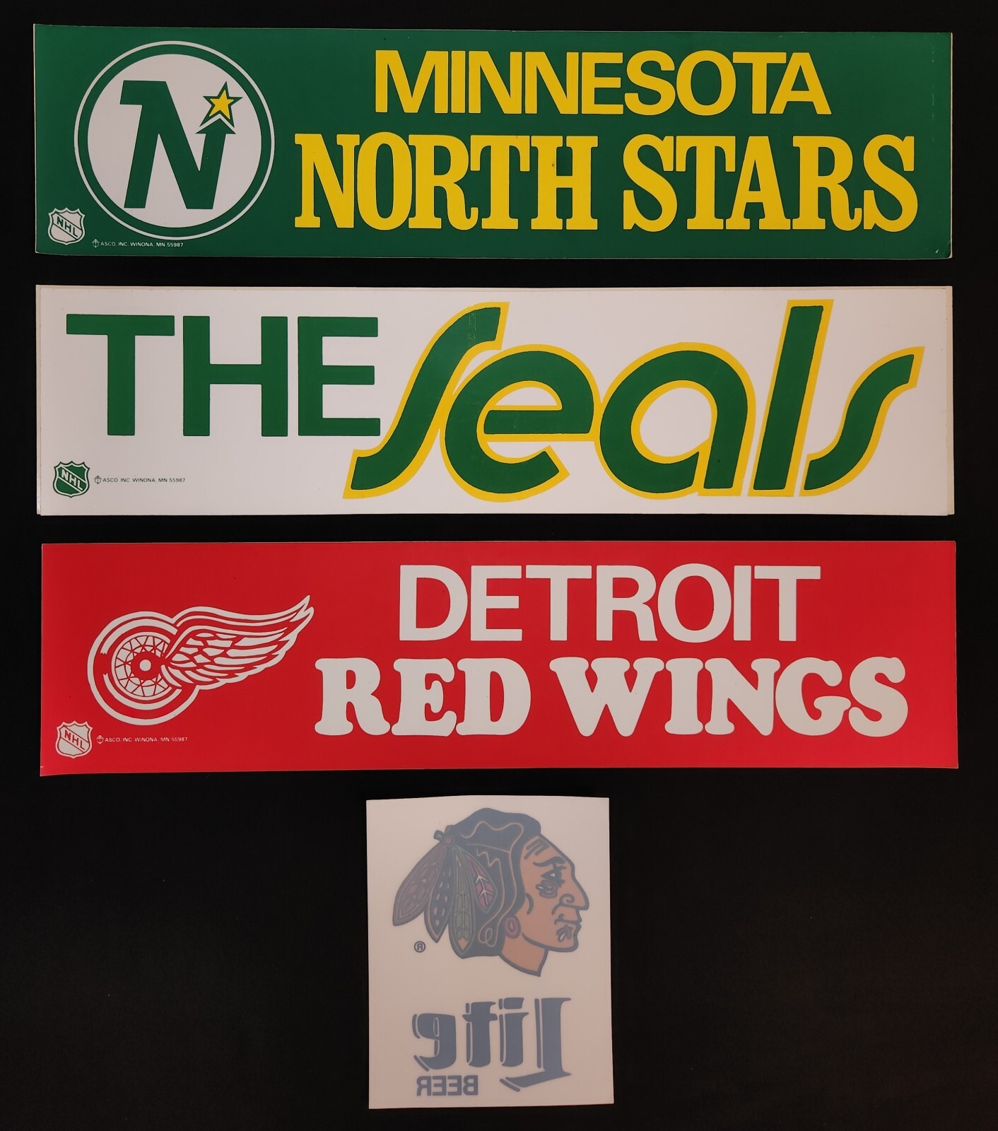 Vintage 1970's NHL Defunct Team Logos Large Bumper Stickers (Scarce ...