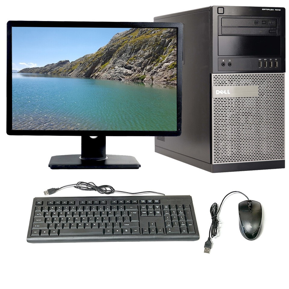 Dell Desktop Computer PC Tower Core i5 16GB 2TB HD/SSD 22" LCD Windows ...