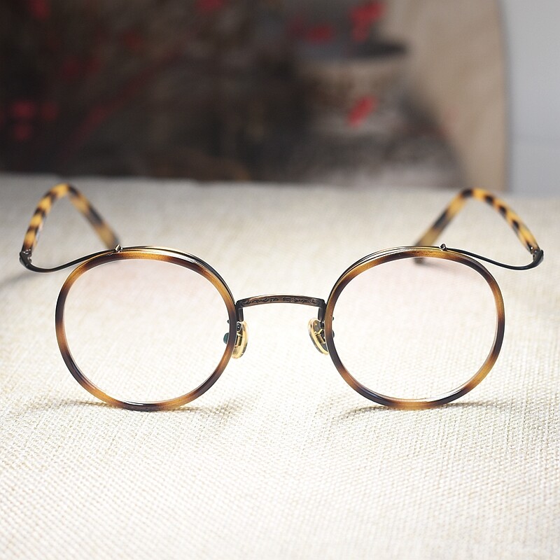 Vintage Round Tortoise Eyeglasses mens round Glasses frame gold ...