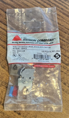 Siemon MX5-04 - MAX MODULE - ANGLED - Cat5E - MX5 - GRAY | eBay