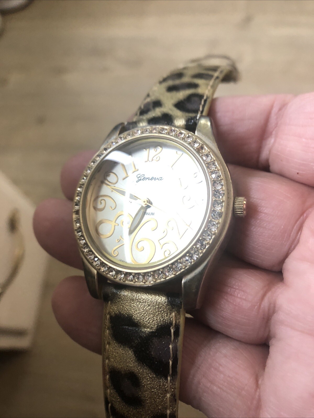 Geneva Leopard Print Large Dial Rhinestone Bezel Quar… - Gem