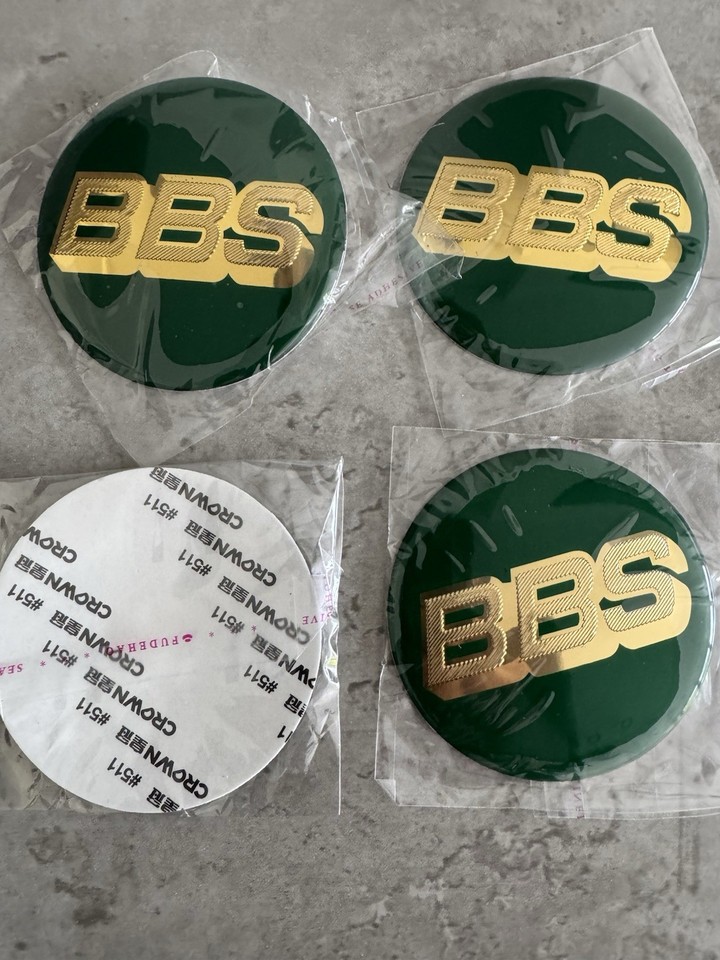 4x Stickers BBS Wheel Cap Centre Emblems 70mm Sticker Green/ Silver NEW ...