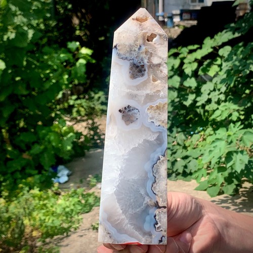 441G Natural Black agate crystal pillar for energy healing | eBay
