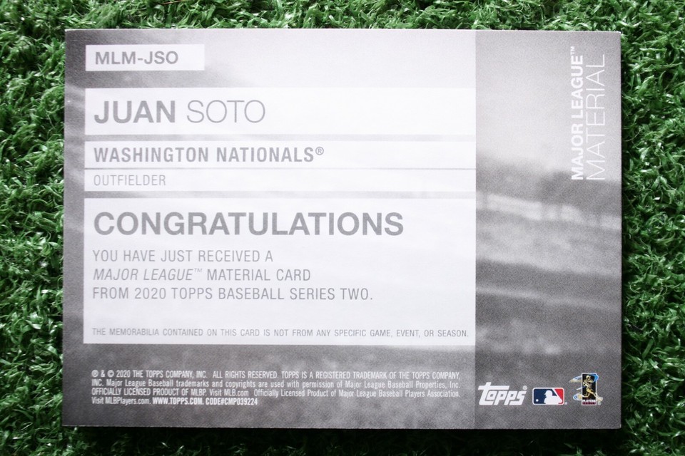 Juan Soto 2020 Topps Major League Material #MLM-JSO Patch Relic | eBay