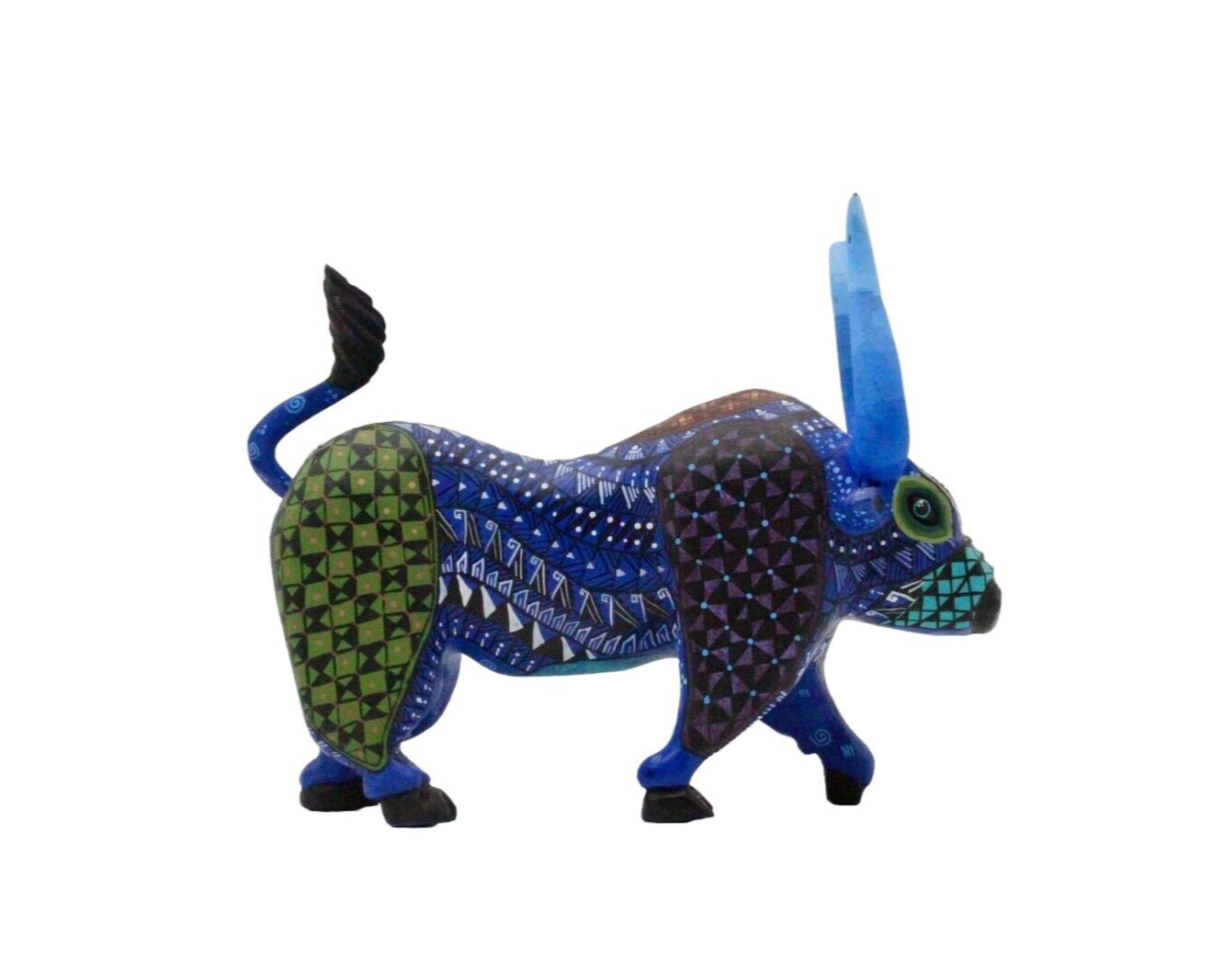 Alebrije bull wood carvings, handmade bull sculpture, mexican folk art ...