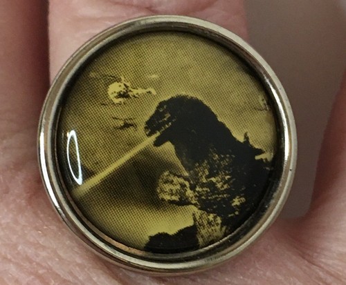 Godzilla Atomic Breath Adjustable Ring Silver Tone 20mm Round Image ...