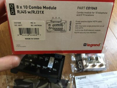 Legrand CO1045, 8X10 Combo Module, 10 Way RJ45 Telecomm Module w/ RJ31X ...