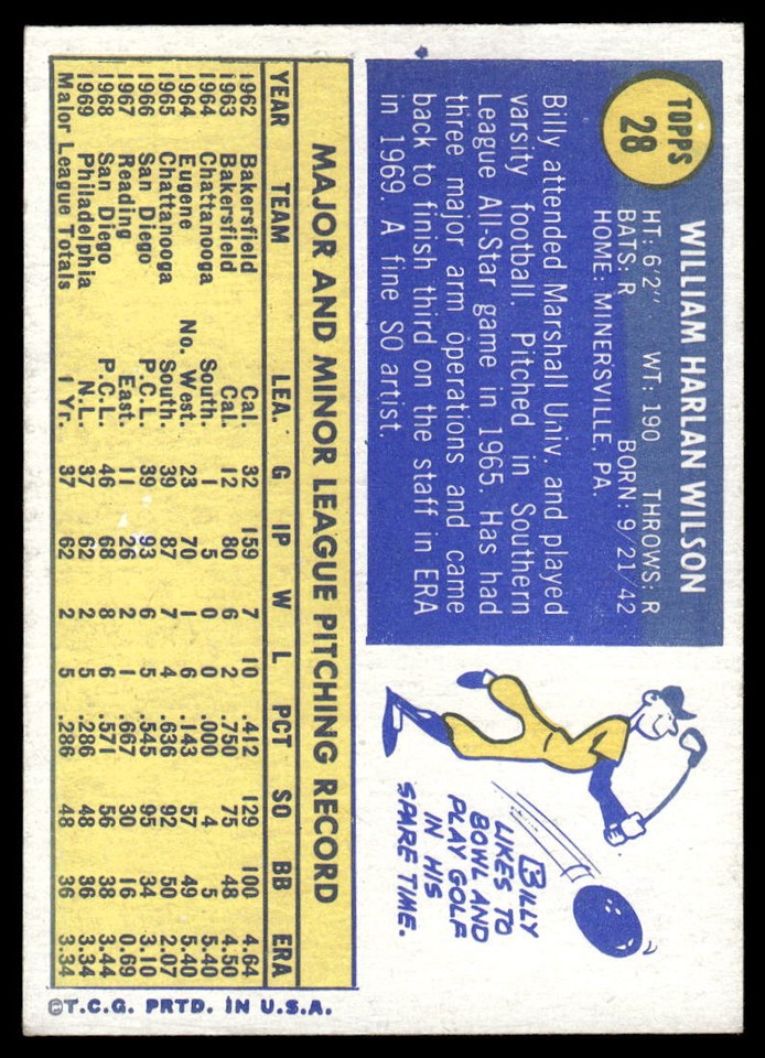 1970 Topps Billy Wilson #28 Philadelphia Phillies Baseball Card | eBay