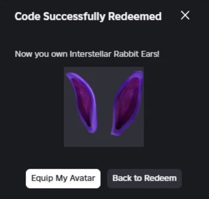 Robl0x Interstellar Rabbit Ears Hat Purple Bunny Costume Series 1 RARE ...