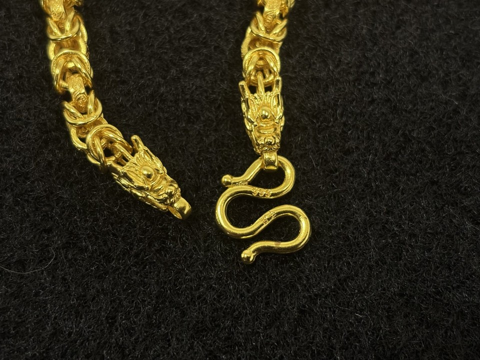 24K Yellow Gold Solid 6.4mm Curb Cuban Chain Link Necklace 24‘’ 42.2g ...