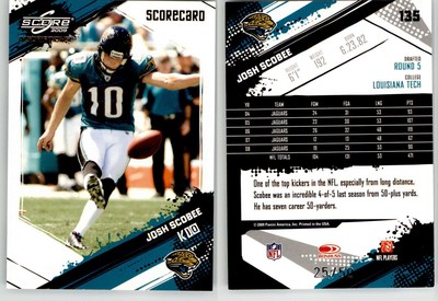 Josh Scobee 2009 Score Inscriptions Scorecard #135 /50 Jaguars | eBay