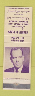 Matchbook Cover - Charles Plapp Insurance Berwyn IL | eBay