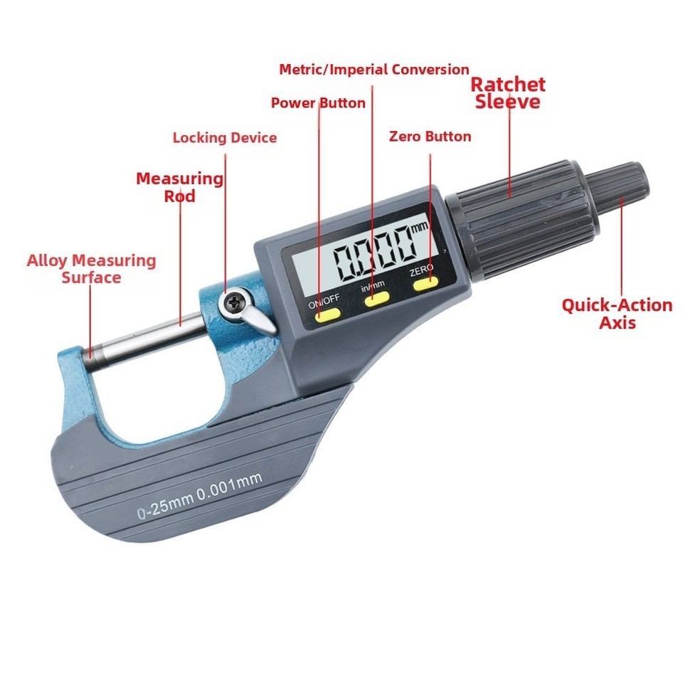 Digital Micrometer 0.001mm Accuracy For Machining Instruction Manual ...
