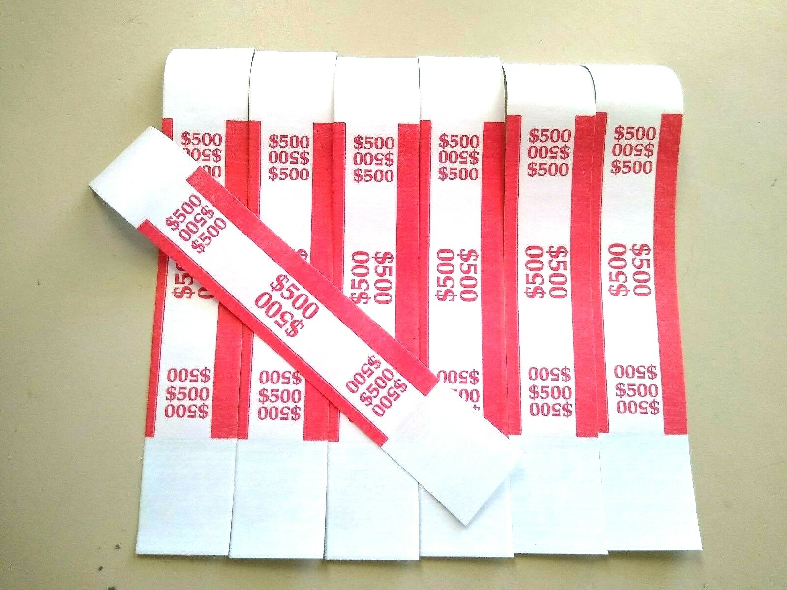 100 RED - $500 SELF-SEALING CURRENCY STRAPS/BANDS | eBay