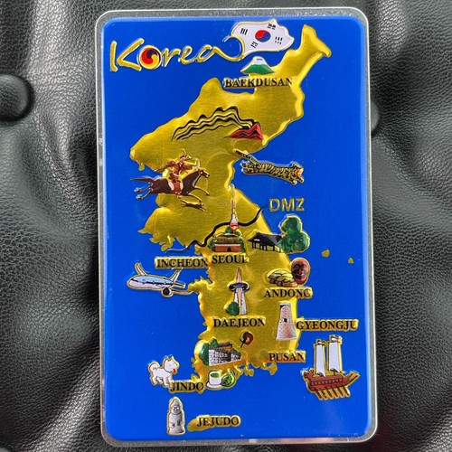 SOUTH KOREA🇰🇷METAL FRIDGE MAGNET PENINSULA COUNTRY MAP WITH CITIES ...