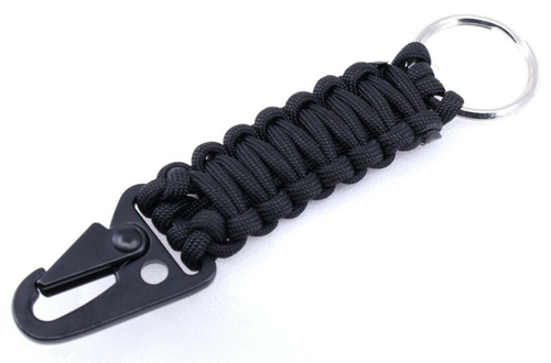 Paracord Key Chain Black Sling Gate Snap Clip Nickel Chromed Split Ring ...