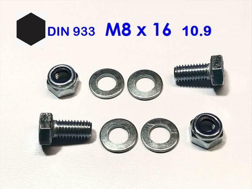 5 St. Schraube ISO 4017 M8x16 10.9 verzinkt + Mutter M8 Kl.10 + 2x U ...