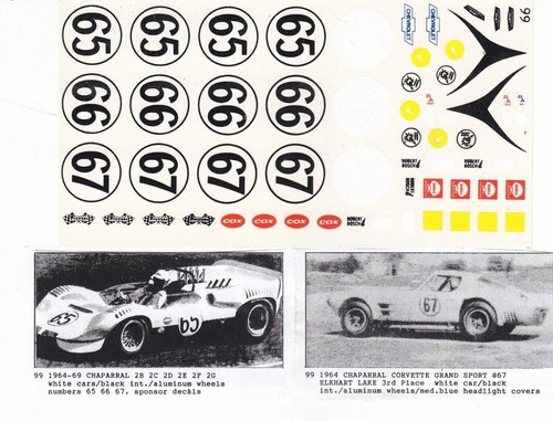 Fred Cady Decal #99 To Do The 64/69 Chaparral or 64 Corvette Grand ...