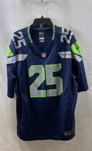 Nike Men Blue Sherman Seahawks 25 On Field Athletic Jersey Size XXL ...
