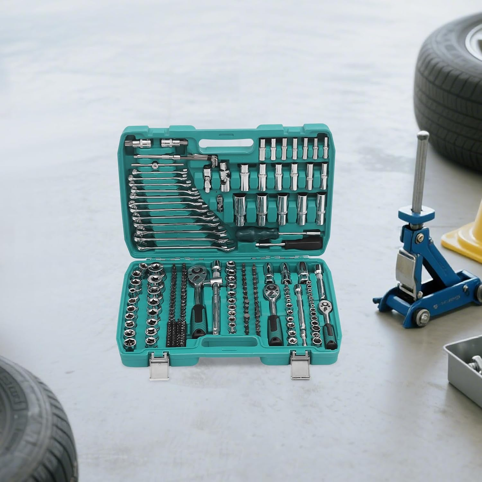 Comprehensive 216-Piece Mechanic Tool Set with 24 Tooth Ratchet & Case ...