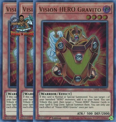 Yugioh! 3x Vision HERO Gravito GFP2-EN061 Ultra Rare 1st Ed NM | eBay