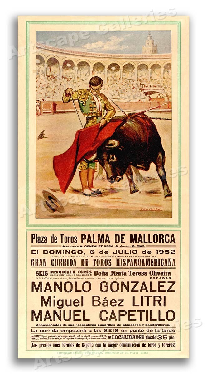 Bullfighting Old School Spanish 1960's Bull Fighting Advertising