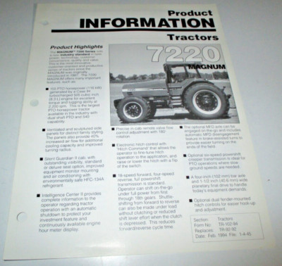 Case IH 7220 Magnum Tractor Product Information Sales&Specs Manual ...