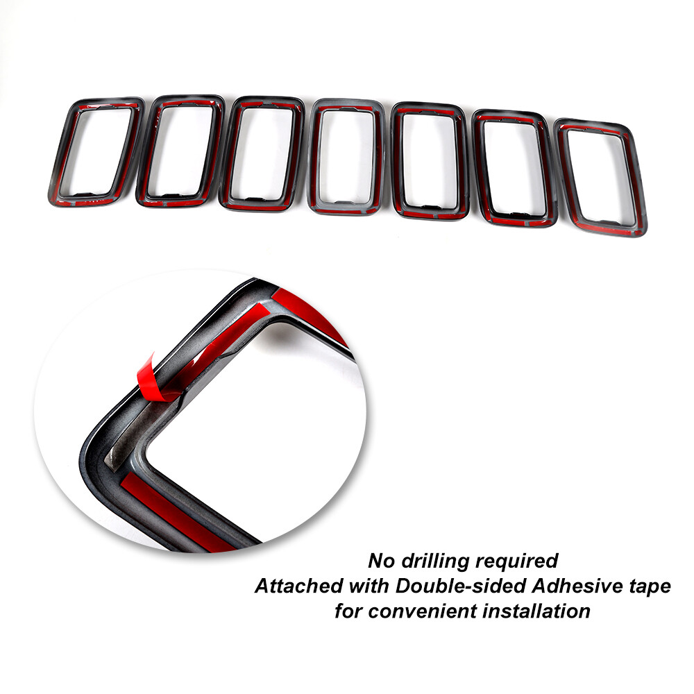 7x Black Front Grille Grill Inserts Cover Trim Ring For Grand Cherokee ...