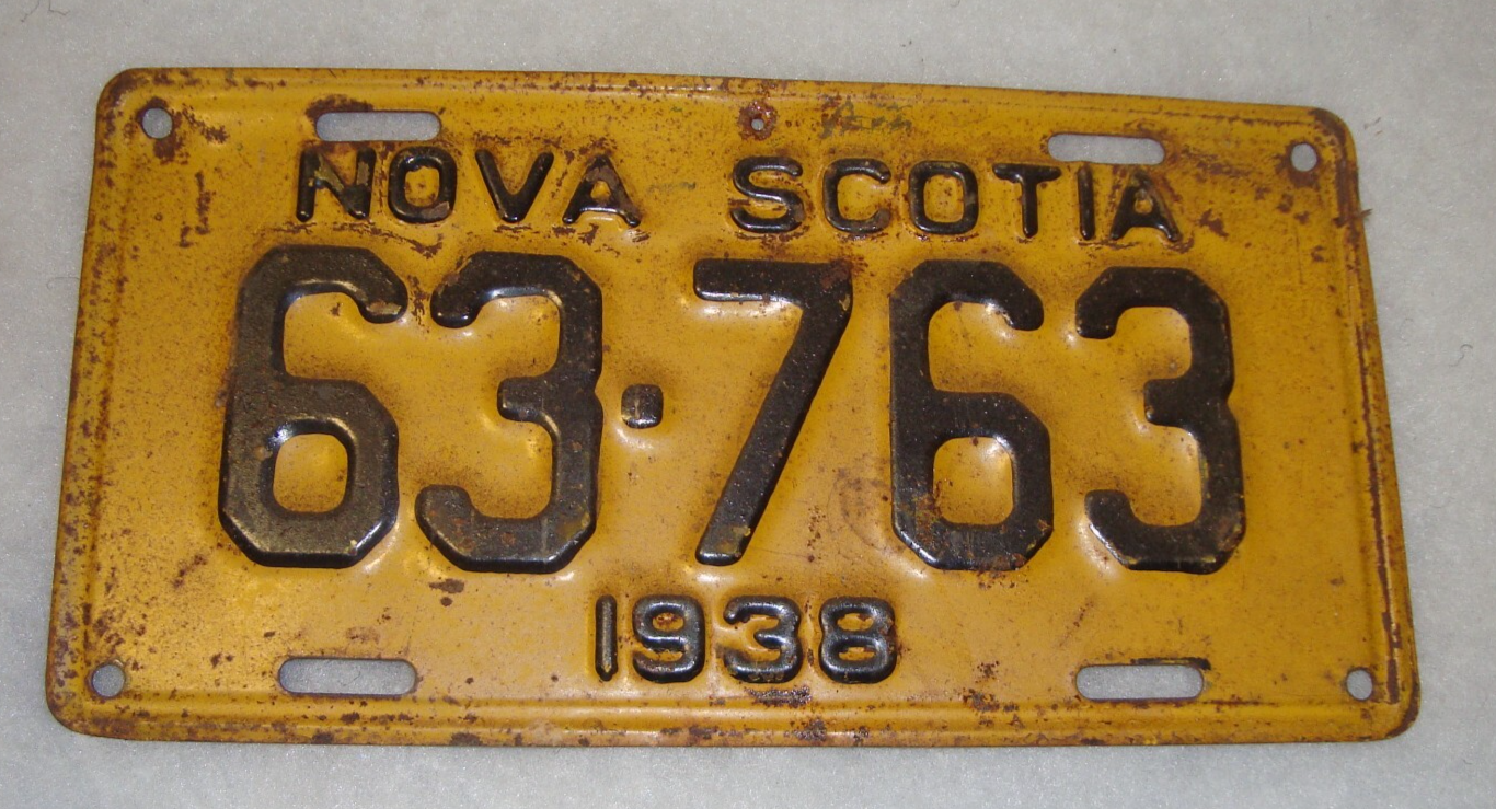 1938 - Antique Nova Scotia License Plate, Auto Tag | eBay