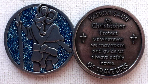 ST CHRISTOPHER Pocket Token Glitter Enamel Finish | eBay