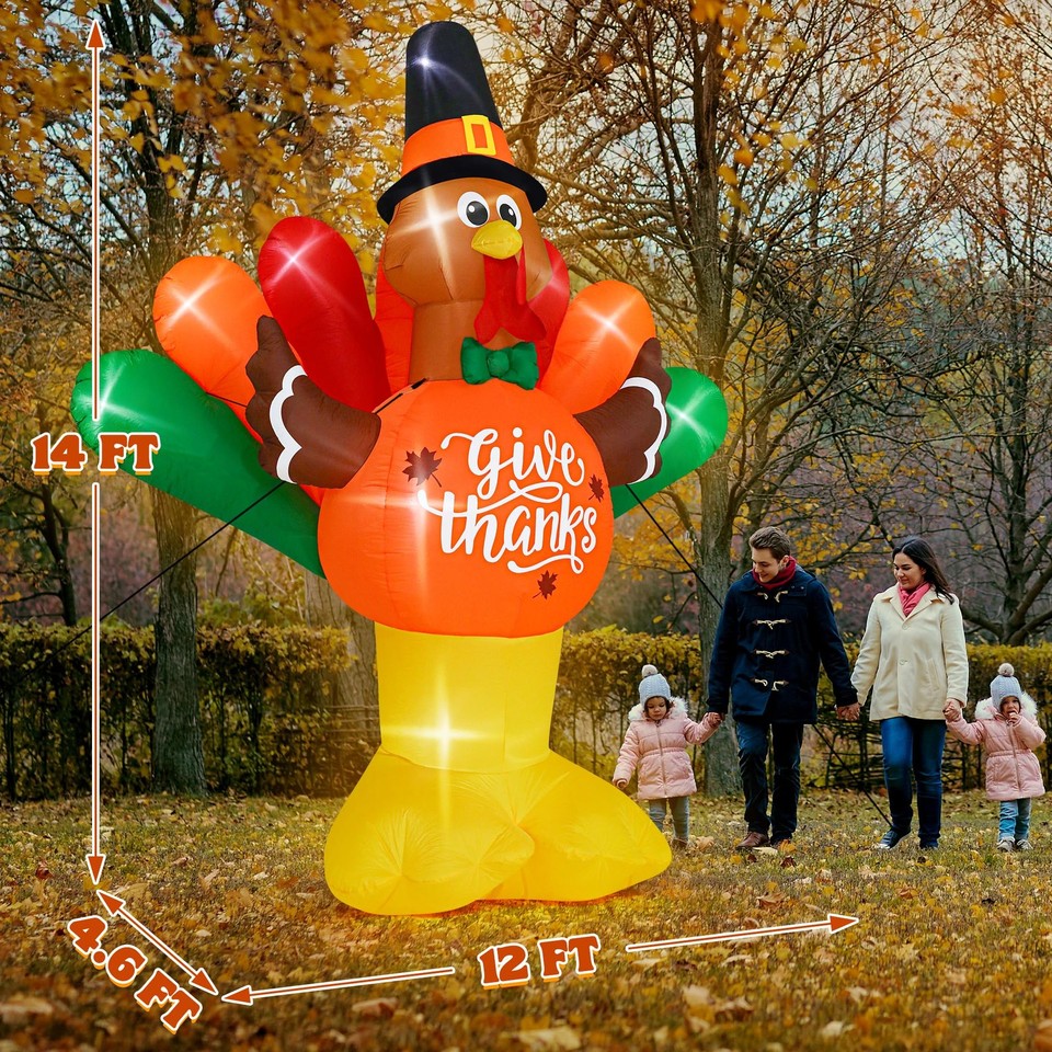 14FT Thanksgiving Inflatables Turkey, Giant Blow Up Turkey with ...