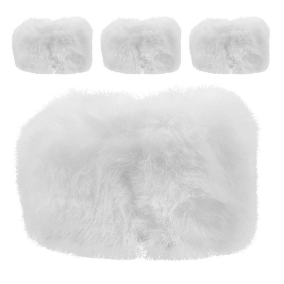 2 Pairs Faux Fur Wrist Warmers - White Furry Arm Cuffs - Winter Leg ...
