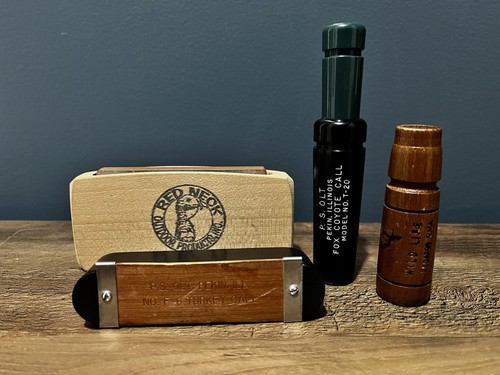 Vtg P.S. OLT. Model F-6 Turkey Scratch Box Game Call Coyote Call Red ...