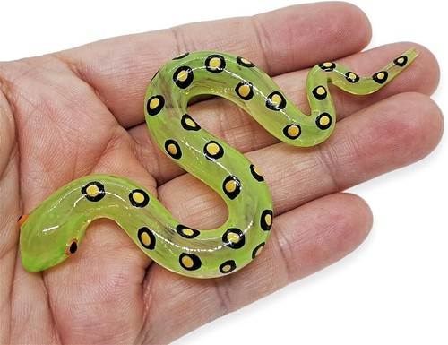 3½" L Green Snake Glass Viper Figurine Serpent Miniature Reptile ...