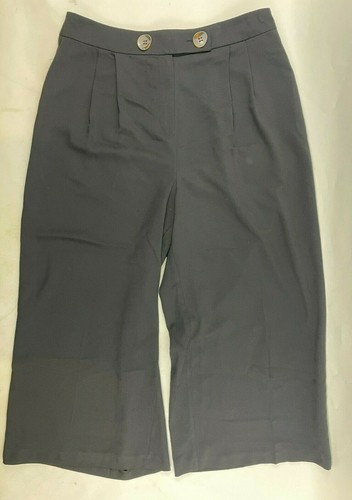 Topshop Capri Dress Pants Women's Size 10 Black Wide Leg High Rise ...