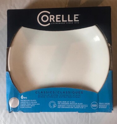 Corelle 8.5" 6pk Glass Lunch Plates White | eBay