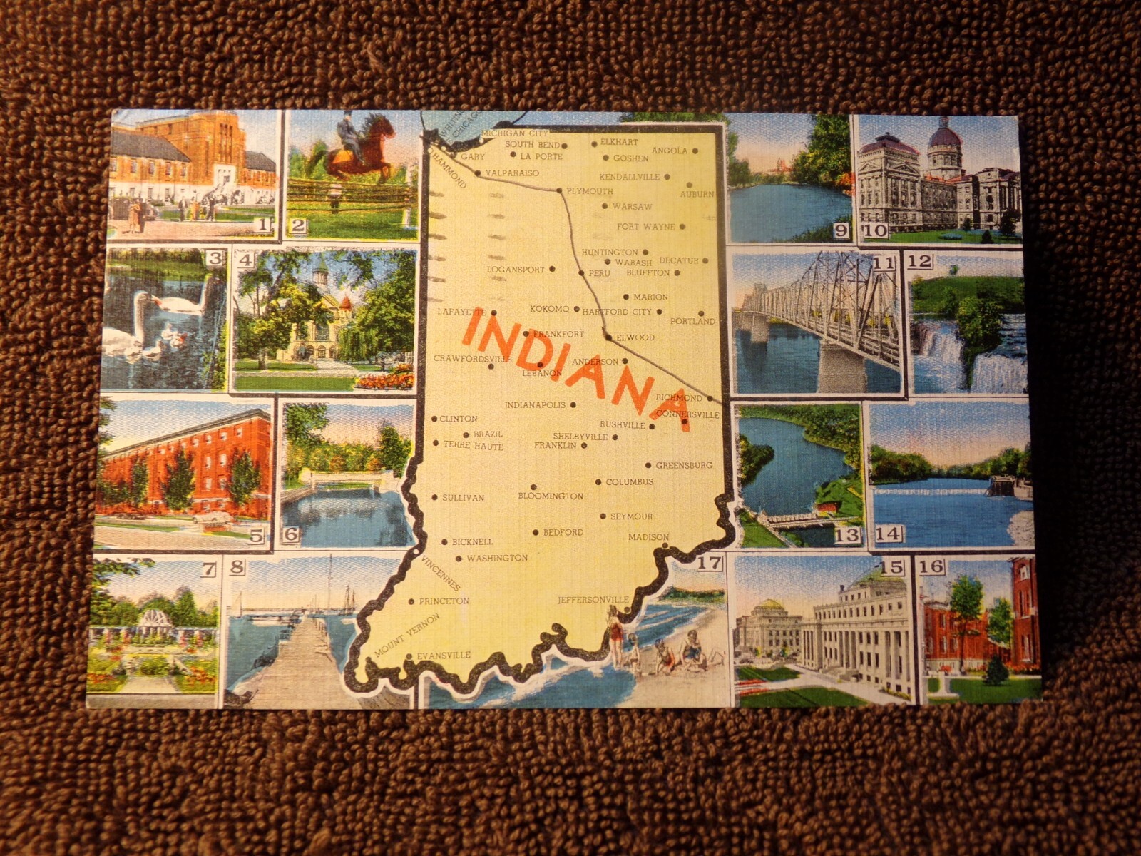 Vintage Postcard Indiana, State And Several Pictures From Around The ...