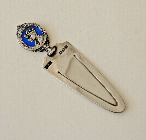 SILVER & ENAMEL BOOKMARK CORONATION 1937 KING GEORGE V1 QUEEN ELIZABETH ...