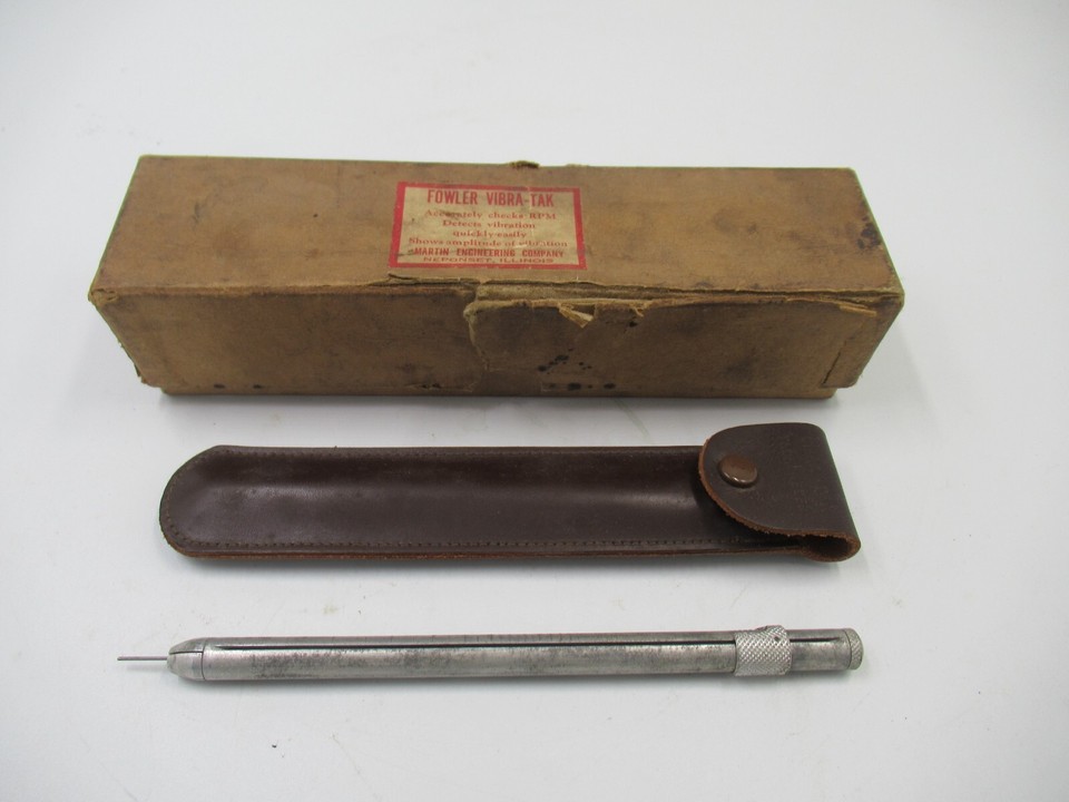 VTG Fowler VIBRA-TAK Auto-Mechanical Tachometer Tool in Leather case ...